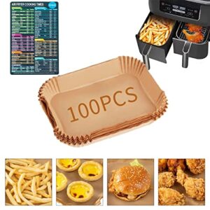 100pcs ninja air fryer liners disposable rectangle,popqeen air fryer accessories,food grade baking parchment paper for ninja foodi dual dz201 dz401