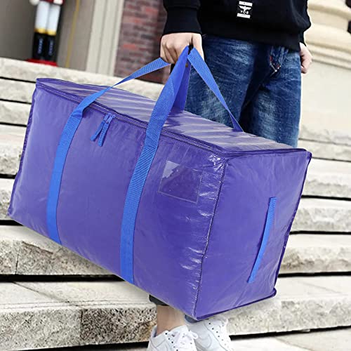 BOCAR Oversized Home Moving Bags Heavy Duty Extra Large Storage Bags for Clothes with Zippers Carrying Handles, Space Saving Alternative to Moving Box Packing Moving Supplies (MB-001-Blue-3)