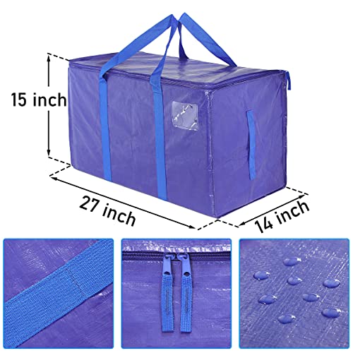 BOCAR Oversized Home Moving Bags Heavy Duty Extra Large Storage Bags for Clothes with Zippers Carrying Handles, Space Saving Alternative to Moving Box Packing Moving Supplies (MB-001-Blue-3)