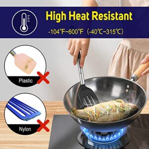 HOTEC Heat Resistant Silicone Solid Turner, Slotted Kitchen Spatulas set kitchen cooking utensils for Nonstick Cookware BPA Free