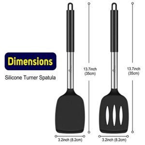 HOTEC Heat Resistant Silicone Solid Turner, Slotted Kitchen Spatulas set kitchen cooking utensils for Nonstick Cookware BPA Free