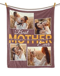 dipopizt custom mom blanket with photo, personalized gifts for mother's day, christmas from daughter, son, husband, unique birthday gifts for mom birthday idea, customized blanket for mama