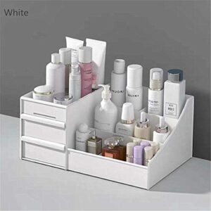 Wanclik Plastic Desk Makeup Organizer Drawer Organizers Multi-Purpose Storage Box Tray for Cosmetic Vanity for Bedroom Bathroom Office (White, 28.5X12.5X17cm)