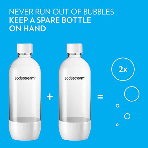 SodaStream Dishwasher Safe 1L Classic DWS Carbonating Bottle White (twinpack), (Pack of 2)