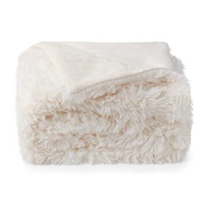 Cozy Bliss Super Soft Fuzzy Faux Fur Throw Blanket for Couch 50"x60", Long Hair Fluffy Shaggy Throw Blanket, Luxury Plush Decorative Throw Blanket for Sofa Bed (50" x 60", Ivory)