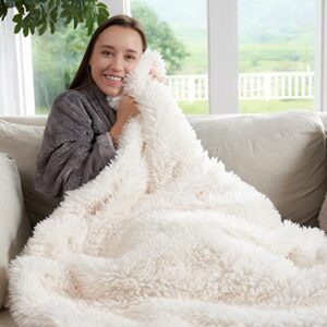 Cozy Bliss Super Soft Fuzzy Faux Fur Throw Blanket for Couch 50"x60", Long Hair Fluffy Shaggy Throw Blanket, Luxury Plush Decorative Throw Blanket for Sofa Bed (50" x 60", Ivory)