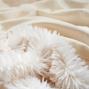 Cozy Bliss Super Soft Fuzzy Faux Fur Throw Blanket for Couch 50"x60", Long Hair Fluffy Shaggy Throw Blanket, Luxury Plush Decorative Throw Blanket for Sofa Bed (50" x 60", Ivory)