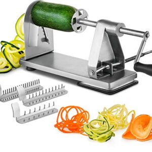 MITBAK Stainless Steel Spiralizer Vegetable Slicer | Industrial-Grade 3-Blade Zoodle Maker | Zucchini spaghetti maker | Great For Salad, Low Carb, Paleo, Vegan, Spaghetti | Suction Base For Non Slip