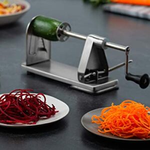 MITBAK Stainless Steel Spiralizer Vegetable Slicer | Industrial-Grade 3-Blade Zoodle Maker | Zucchini spaghetti maker | Great For Salad, Low Carb, Paleo, Vegan, Spaghetti | Suction Base For Non Slip