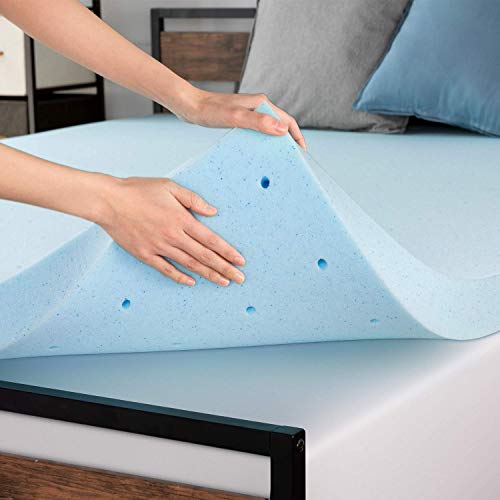 RUUF Mattress Topper Twin, 4 Inch Ventilated Gel Infused Memory Foam Topper with CertiPUR-US Certified for Trundle Bed, Day Bed, Single Bed, Cloud-Like Soft