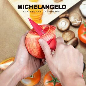 MICHELANGELO Knife Set, Sharp 10-Piece Kitchen Knife Set with Covers, Multicolor Knives, Stainless Steel Knives Set for Kitchen, 5 Rainbow Knives & 5 Sheath Covers