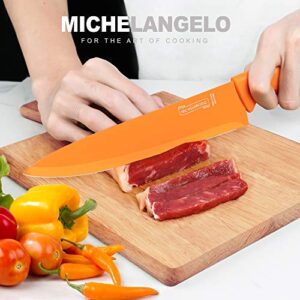 MICHELANGELO Knife Set, Sharp 10-Piece Kitchen Knife Set with Covers, Multicolor Knives, Stainless Steel Knives Set for Kitchen, 5 Rainbow Knives & 5 Sheath Covers