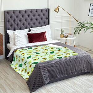 Avocado Green Fruits Throw Blanket Super Soft Warm Bed Blankets for Couch Bedroom Sofa Office Car, All Season Cozy Flannel Plush Blanket for Girls Boys Adults, 60 X 40 Inch