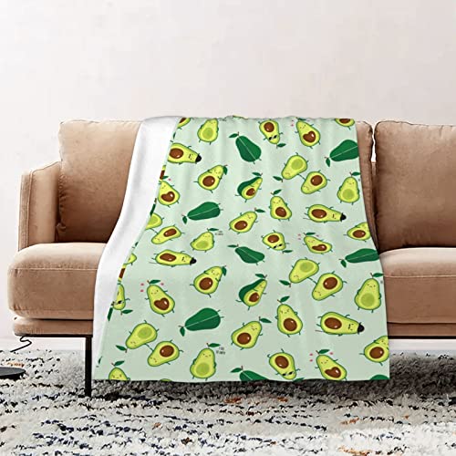 Avocado Green Fruits Throw Blanket Super Soft Warm Bed Blankets for Couch Bedroom Sofa Office Car, All Season Cozy Flannel Plush Blanket for Girls Boys Adults, 60 X 40 Inch