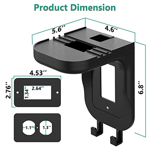 WALI Bundle – 2 Items: Outlet Shelf for Bathroom 2 Pack, Black and Outlet Shelf Wall Holder 1 Pack, White