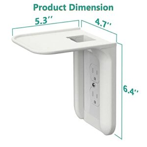 WALI Bundle – 2 Items: Outlet Shelf for Bathroom 2 Pack, Black and Outlet Shelf Wall Holder 1 Pack, White