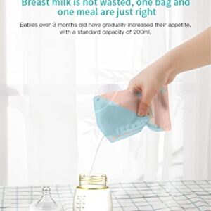 Breast Milk Storage Bags, 6.5-8 Ounces, Liquid Food Bags, Double-Layer self Sealing, Flat Storage, can Stand Upright After Filling.