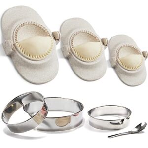 mumsung dumpling maker, empanadas press mold maker set with dough cutter, dumpling mold set for pierogi, pastelitos, calzone, turnovers, chinese dumpling, 3sizes (l/4"+m/3"+s/2.6") (white)