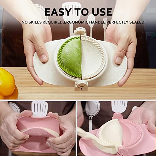 MUMSUNG Dumpling Maker, Empanadas press mold maker Set with Dough Cutter, Dumpling Mold Set for Pierogi, Pastelitos, Calzone, Turnovers, Chinese Dumpling, 3Sizes (L/4"+M/3"+S/2.6") (White)