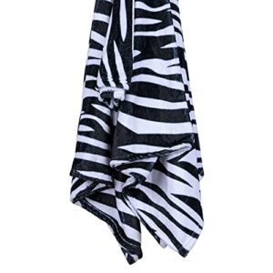 Zebra Print Throw Blanket, Adorable Super-Soft Extra-Large Zebra Blanket for Women, Girls, Teens and Children, Cute Fleece Zebra Throw (50 in x 60 in) Warm Plush and Cozy Throw for Bed, Sofa, or Couch