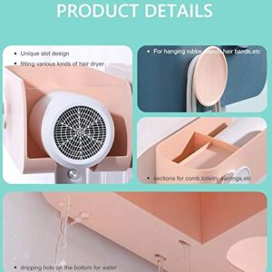 "N/A" Wall Mounted Hair Dryer Holder, Bathroom Accessories Storage Basket Styling Tool Organizer, No Drilling, Self Adhesive Colorful Design (Gray)