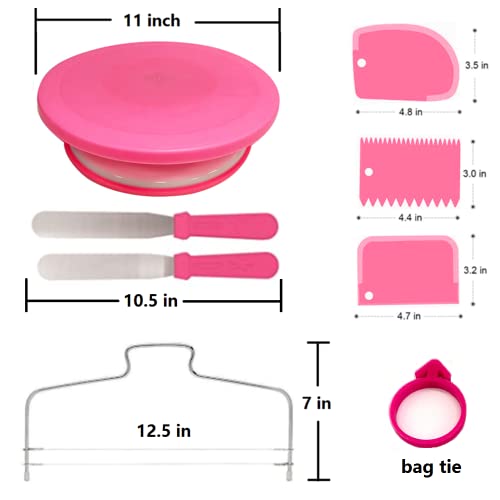 YOQXHY 90 Pcs Cake Decorating Kit Supplies with Rotating Cake Turntable & Leveler,24 Numbered Icing Tips,2 Spatulas,3 Comb Scrapers,2 Couplers,5 Bag Ties and 50 Disposable Pastry Bags