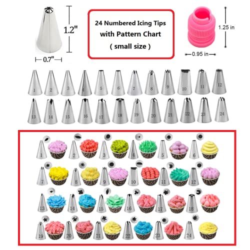 YOQXHY 90 Pcs Cake Decorating Kit Supplies with Rotating Cake Turntable & Leveler,24 Numbered Icing Tips,2 Spatulas,3 Comb Scrapers,2 Couplers,5 Bag Ties and 50 Disposable Pastry Bags