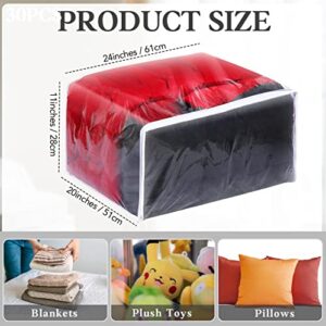 30 Pieces 24 x 20 x 11 Inch Jumbo Clear Vinyl Zippered Storage Bags Bulk Extra Large Plastic Storage Bags with Zipper for Sweaters Blankets Comforters Bedding Sets Clothes Pillows Closet Linen