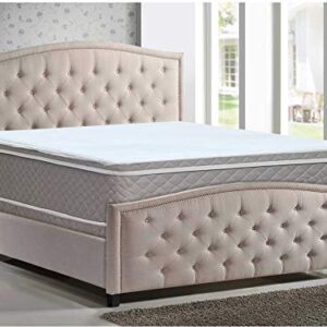 Mattress Solution Fully Assembled Orthopedic Back Support Plush Mattress and 8" Semi Flex Box Spring/Foundation Set, Tomorrow Dream Collection, Beige Color, Full XL