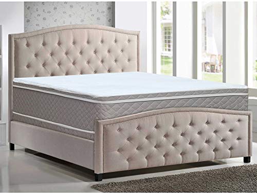 Mattress Solution Fully Assembled Orthopedic Back Support Plush Mattress and 8" Semi Flex Box Spring/Foundation Set, Tomorrow Dream Collection, Beige Color, Full XL