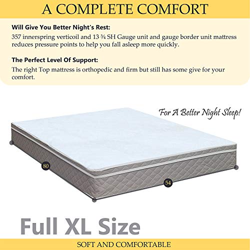 Mattress Solution Fully Assembled Orthopedic Back Support Plush Mattress and 8" Semi Flex Box Spring/Foundation Set, Tomorrow Dream Collection, Beige Color, Full XL