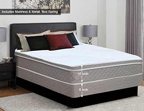 Mattress Solution Fully Assembled Orthopedic Back Support Plush Mattress and 8" Semi Flex Box Spring/Foundation Set, Tomorrow Dream Collection, Beige Color, Full XL