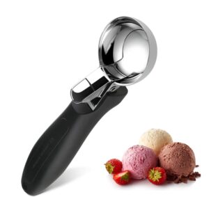 otvafava ice cream scoop, large cookie scoop with ergonomic soft grip handle, heavy duty multifunctional baking scooper for sundaes, cupcake, dough, protein balls and meatballs, black