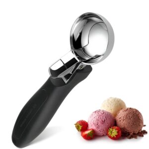 OTVAFAVA Ice Cream Scoop, Large Cookie Scoop with Ergonomic Soft Grip Handle, Heavy Duty Multifunctional Baking Scooper for Sundaes, Cupcake, Dough, Protein Balls and Meatballs, Black