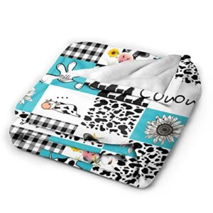 ZCBEQ Cow Print Blanket Cute Warm Fuzzy Throw Blanket Flannel Fleece Blankets Kids Adults for Bedding Sofa Travel Decor 50"x40"