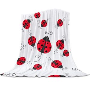 fortunehouse8 ladybug blanket flannel fleece blanket christmas red ladybug throw blanket super soft warm cozy bed couch or car throw blanket for children adult travel all reason 40x50inch