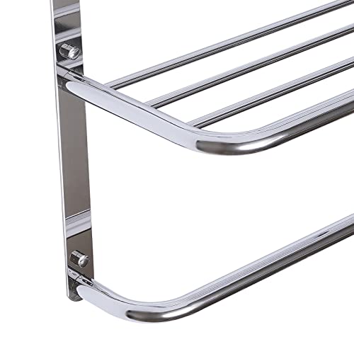 TFCFL Wall-Mounted Hanger Bar Shelf 2 Tier Towel Storage Rack Rail Bathroom Hotel Rack (Style 14)