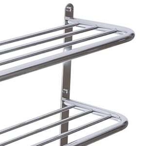 TFCFL Wall-Mounted Hanger Bar Shelf 2 Tier Towel Storage Rack Rail Bathroom Hotel Rack (Style 14)