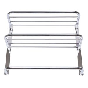 TFCFL Wall-Mounted Hanger Bar Shelf 2 Tier Towel Storage Rack Rail Bathroom Hotel Rack (Style 14)