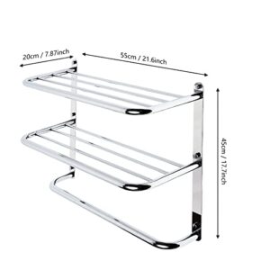 TFCFL Wall-Mounted Hanger Bar Shelf 2 Tier Towel Storage Rack Rail Bathroom Hotel Rack (Style 14)