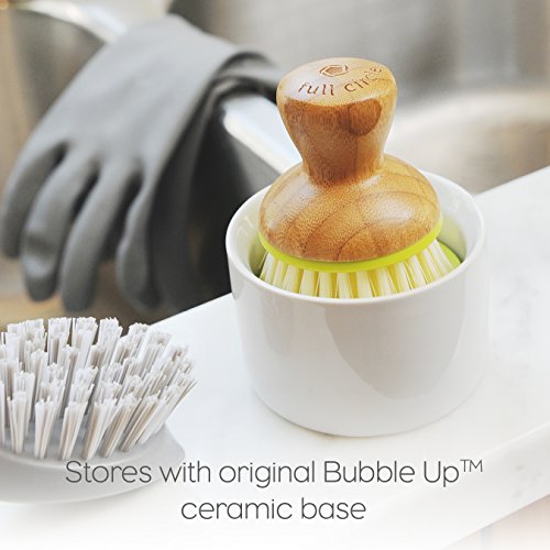 Full Circle Bubble Up Ergonomic Bamboo Handle, Dish Brush, Green