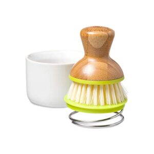 Full Circle Bubble Up Ergonomic Bamboo Handle, Dish Brush, Green