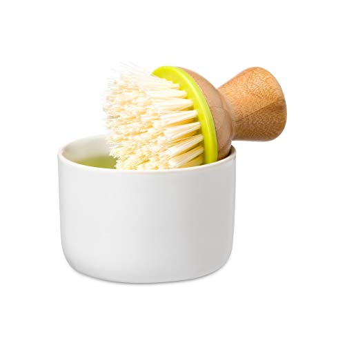 Full Circle Bubble Up Ergonomic Bamboo Handle, Dish Brush, Green