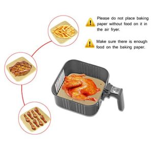 Air Fryer Parchment Paper Liners（8.7"×8.7"） 100Pcs Compatible with XXL Philips, NuWave Brio, Chefman, OMORC, Cuisinart, COSORI, Cooks Essentials, Power Airfryer Oven, Chef di Cucina, SARKI and More