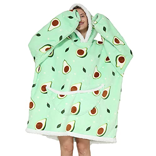 Blanket Hoodie,Wearable Blanket,Sweatshirt Blanket,Oversized Hoodie,Comfy Blanket Sweatshirt,Sweater Blanket,Sherpa Cozy Giant Hoodie Blankets for Women Men Adults Kids (Avocado, Adult)