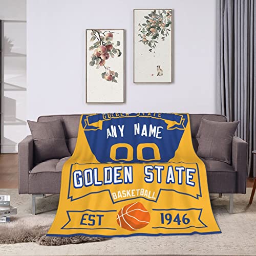 Custom Throw Blankets for Bed Personalized Basketball City Fans Gift Winter Summer Fleece Blanket Name and Number, 30"x40", 50"x60"