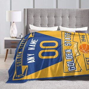 Custom Throw Blankets for Bed Personalized Basketball City Fans Gift Winter Summer Fleece Blanket Name and Number, 30"x40", 50"x60"