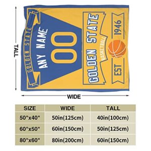 Custom Throw Blankets for Bed Personalized Basketball City Fans Gift Winter Summer Fleece Blanket Name and Number, 30"x40", 50"x60"