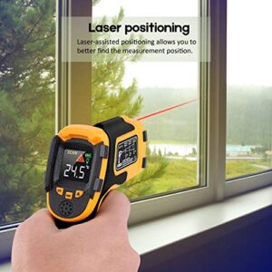 Infrared Thermometer Non-Contact Digital Laser Temperature Gun Color Display -58℉～1112℉(-50℃～600℃) Adjustable Emissivity - for Cooking/BBQ/Food/Fridge/Pizza Oven/Engine - Meat Thermometer Included