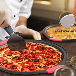 Bella Cooks Pizza Pan for Oven (Set of 2 Pizza Pans) 15″ Pizza Pan with Holes - Non-Stick & Dishwasher Safe - Pizza Tray for Oven - Incl. Pizza Cu